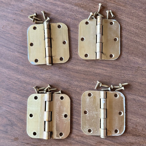 Morgan | Other | Set Of 4 Rounded Gold Brass Butt Cabinet Hinges | Poshmark